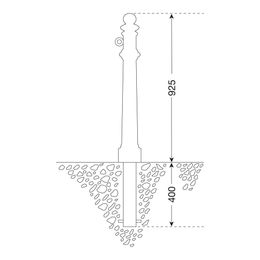 Moravia Wappen-Poller H 925 mm Stahlkern DB 703 anthrazit matt (166.11.662)