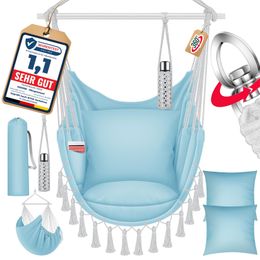Kesser&reg; H&auml;ngesessel mit 2 Kissen Getr&auml;nkehalter & B&uuml;cherfach - Safari XXL H&auml;ngestuhl f&uuml;r Erwachsene & Kinder H&auml;ngematte bis 150 kg H&auml;ngesitz Aufh&auml;ngung Indoor & Outdoor Wohn & Garten Terrasse
