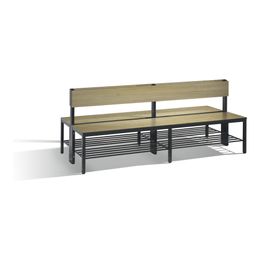 C+P Doppelseitige Sitzbank mit R&uuml;ckenlehne, Basic Plus, H796xB1960xT760mm, Gestell Schwarzgrau / Dekor Eiche Sereno (8062-410) ; C + P M&ouml;belsysteme (8062-410|S10004)