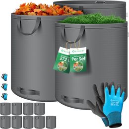 Kesser&reg; Gartensack Set Laubsack Gartenabfallsack inkl. Handschuhe - Selbststehend 4 Griffe Stabil Robust & Faltbar - Laubs&auml;cke Rasenschnitt Gartens&auml;cke f&uuml;r Gartenabf&auml;lle Gr&uuml;nschnitt