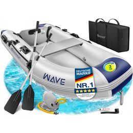 Kesser&reg; Schlauchboot f&uuml;r 2 - 4 Personen - WAVE Motor geeignet Freizeitboot Paddelboot Motorboot Angelboot - mit 1 - 2 Sitzb&auml;nken - Alu-Boden Paddel Pumpe Reparaturset & Tasche aufblasbar PVC