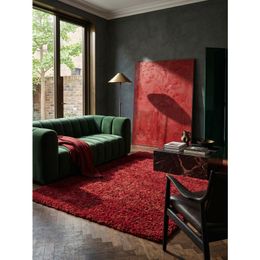 KADIMA DESIGN Hochflorteppich RHEIN, einfarbig, aus Polypropylen, Rot, 160 x 230 cm