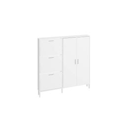 sobuy Schuhschrank mit Schuhkipper und Schuhregal, 2 T&uuml;ren Wei&szlig; 115,5x14,5x117cm Modern