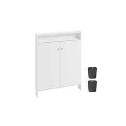 sobuy Schuhschrank, Schuhregal, Schuhkipper mit 2 T&uuml;ren Wei&szlig; 98x15x123,5cm Modern