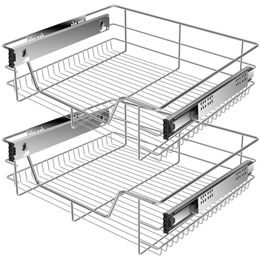 Kesser&reg; Teleskopschublade 30-60cm Schrankbreite verchromt aus Edelstahl Schubladeneinsatz f&uuml;r K&uuml;chenschrank Korbauszug Schrankauszug