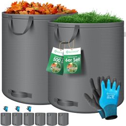 Kesser&reg; Gartensack Set Laubsack Gartenabfallsack inkl. Handschuhe - Selbststehend 4 Griffe Stabil Robust & Faltbar - Laubs&auml;cke Rasenschnitt Gartens&auml;cke f&uuml;r Gartenabf&auml;lle Gr&uuml;nschnitt