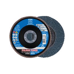 Pferd TOOLS POLIFAN POWER F&auml;cherscheibe PFC 125x22,23 mm konisch Z120 SG STEELOX Stahl/Edelstahl (67789126)