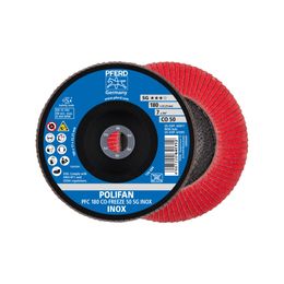 Pferd TOOLS POLIFAN F&auml;cherscheibe PFC 180x22,23 mm konisch CO-FREEZE 50 SG INOX Edelstahl (67718050)