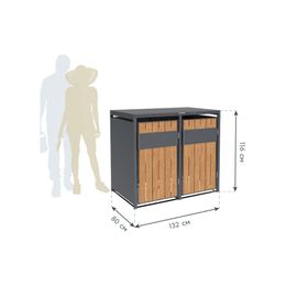 Westmann M&uuml;lltonnenbox Varius 2 2 x 240L Anthrazit Holzoptik 80 x 132 x 116cm ; 50NRTH GmbH (WMJGBC252-2)