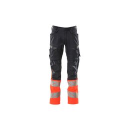 Mascot Hose mit Knietaschen Stretch-Eins&auml;tze 76C50 schwarzblau/hi-vis rot (19679-236-10222-76C50)