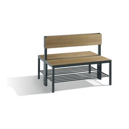C+P Doppelseitige Sitzbank mit R&uuml;ckenlehne, Basic Plus, H796xB1000xT760mm, Gestell Schwarzgrau / Dekor Eiche Sereno (8060-410) ; C + P M&ouml;belsysteme (8060-410|S10004)
