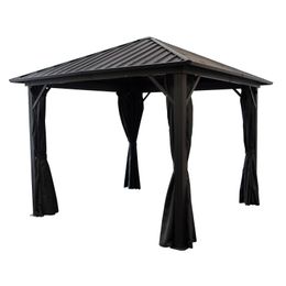 DEGAMO Pavillon NOVARA 3x3 Meter, Aluminium schwarz, Dach aus verzinktem Metall