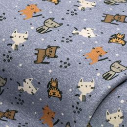 buttinette Alpenfleece "Katzen", blau-color