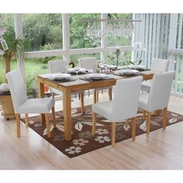 MCW 6er-Set Esszimmerstuhl Stuhl K&uuml;chenstuhl Littau ~ Kunstleder, wei&szlig; matt, helle Beine