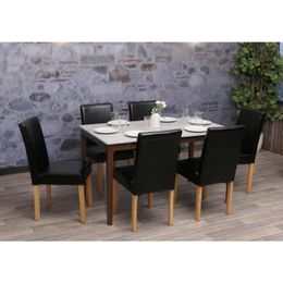 MCW 6er-Set Esszimmerstuhl Stuhl K&uuml;chenstuhl Littau ~ Kunstleder, schwarz, helle Beine