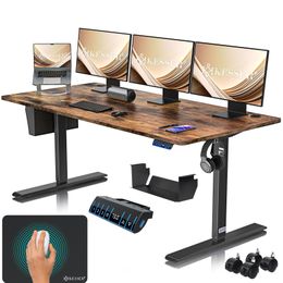 Kesser&reg; H&ouml;henverstellbarer Schreibtisch elektrisch Ergonomisch Steh-Sitz Schreibtisch 3-Funktions-Memory Steuerung Inkl. 360&deg; Rollen & USB-Ladeanschluss Computertisch f&uuml;r Homeoffice