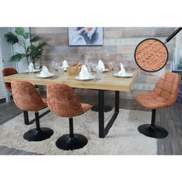 6er-Set Esszimmerstuhl MCW-A60, K&uuml;chenstuhl Stuhl Drehstuhl, Stahl MVG Stoff/Textil Chenille (465g/m&sup2;) ~ terrakotta