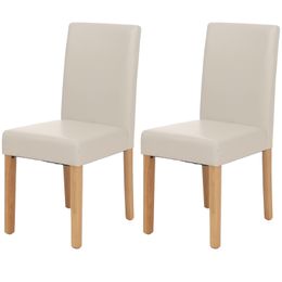MCW 2er-Set Esszimmerstuhl Stuhl K&uuml;chenstuhl Littau ~ Kunstleder, wei&szlig;, helle Beine