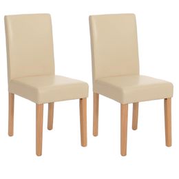 MCW 2er-Set Esszimmerstuhl Stuhl K&uuml;chenstuhl Littau ~ Kunstleder, creme, helle Beine