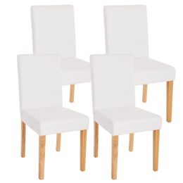 MCW 4er-Set Esszimmerstuhl Stuhl K&uuml;chenstuhl Littau ~ Kunstleder, wei&szlig; matt, helle Beine