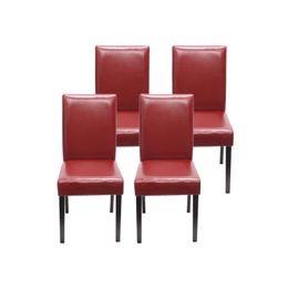 MCW 4er-Set Esszimmerstuhl Stuhl K&uuml;chenstuhl Littau MVG-zertifiziert ~ Kunstleder, rot dunkle Beine