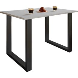 Vcm Holzesstisch H. 76 x B. 140 x T. 80 cm hochwertiges und massives Fu&szlig;gestell F&uuml;&szlig;e aus Eisen K&uuml;chentisch - Xona U