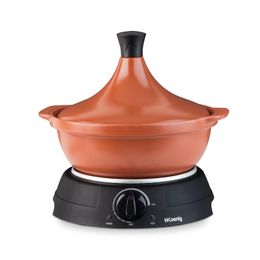 H.Koenig Elektrische Tajine TAJ3 / 3 L / Schmortopf / Terrakotta / Einstellbare Temperatur / Kontrollleuchte / 600 W