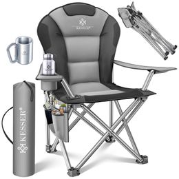 Kesser&reg; Campingstuhl faltbar bis 150 kg Angelstuhl Faltstuhl Klappstuhl Gepolstert mit Armlehnen, Getr&auml;nkehalter + Tasche mit hoher R&uuml;ckenlehne, Strandstuhl, Klapphocker