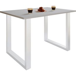 Vcm Holzesstisch H. 76 x B. 140 x T. 80 cm hochwertiges und massives Fu&szlig;gestell F&uuml;&szlig;e aus Eisen K&uuml;chentisch - Xona U