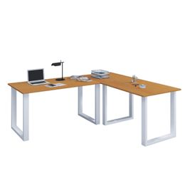 Vcm Vcm Holz Schreibtisch Eckschreibtisch schlicht 190x130 L Form links oder rechts Arbeitstisch Platte 50 cm tief Computertisch B&uuml;rom&ouml;bel - Lona U
