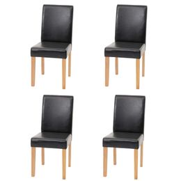 MCW 4er-Set Esszimmerstuhl Stuhl K&uuml;chenstuhl Littau MVG-zertifiziert ~ Kunstleder, schwarz helle Beine