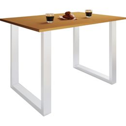 Vcm Holz Schreibtisch H. 76 x B. 140 x T. 50 cm Computertisch schlicht F&uuml;&szlig;e aus hochwertigem Metall Arbeitstisch B&uuml;rom&ouml;bel - Lona U