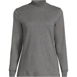 LANDS' END Stehkragen-Shirt in Petite-Gr&ouml;&szlig;e, Damen, size: petite, Grau, Baumwolle, by Lands' End