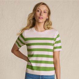LANDS' END Merinopullover mit kurzen &Auml;rmeln f&uuml;r Damen, Damen, size: regular, Gr&uuml;n, Wolle, by Lands' End