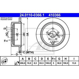 ATE Bremsensatz, Scheibenbremse Bremsen-Set VA + HA SIZW2N91W0 Hinterachse voll 286mm 10mm f&uuml;r Subaru