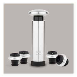 Les Petits Champs Manuelle Weinpumpe WOM440 / Weinkonservierung / Datumsmarkierung / Edelstahl / BPA-frei / 4 Weinkorken