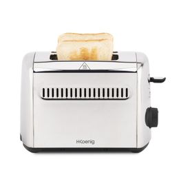 H.Koenig Toaster Toast Toaster 2 Scheiben TOAS9 Breite Schlitze 40mm Edelstahl Vintage, 7 Stufen Br&auml;unung, Auftauen