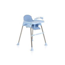 Moni Kinderhochstuhl Century, Spielzeug, Tablett verstellbar, Gurt, Fu&szlig;st&uuml;tze blau