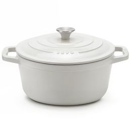La Fonderie 1890 Runder Schmortopf IENA25 aus emailliertem Gusseisen 25 cm, Fassungsverm&ouml;gen 4,7 L, Beige