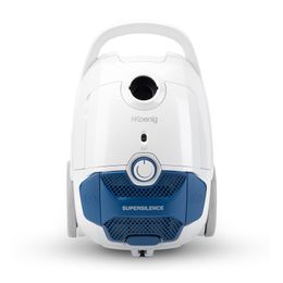 H.Koenig AXO800 Staubsauger mit Beutel, 3 l, leistungsstark, HEPA-Filter H12, ger&auml;uscharm 68 dB, wei&szlig;/blau
