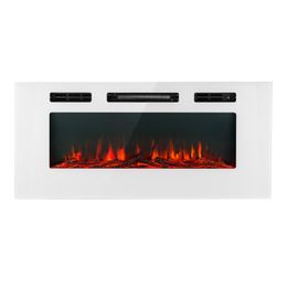 Klarstein Galeras Elektrischer Wand- und Einbaukamin 1800 W LED 3 Farben Timer Wei&szlig; 102 x 47 x 13 cm