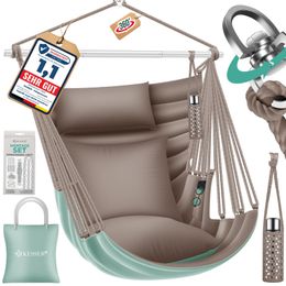 Kesser&reg; H&auml;ngesessel Haiti 150kg Traglast, H&auml;ngestuhl 360&deg; Drehung, H&auml;ngeschaukel Indoor-Outdoor UV-best&auml;ndig & Wasserfest, Pflegeleicht, Inkl. 2 Kissen, Tragetasche, Flaschenhalter & Montage-Set