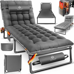Kesser&reg; Campingbett klappbar mit Tragetasche, Nackenkissen, Vakuumtasche & Getr&auml;nkehalter, 190 x 68 x 30 cm bis 250 kg belastbar, aus Oxford-Gewebe und stabilem Stahlger&uuml;st, ideal f&uuml;r Garten Camping