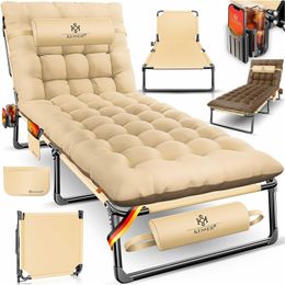 Kesser&reg; Campingbett klappbar mit Tragetasche, Nackenkissen, Vakuumtasche & Getr&auml;nkehalter, 190 x 68 x 30 cm bis 250 kg belastbar, aus Oxford-Gewebe und stabilem Stahlger&uuml;st, ideal f&uuml;r Garten Camping