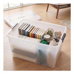 Juskys Aufbewahrungsbox mit Deckel - 6er Set Kunststoff Boxen 45l - Box stapelbar, transparent