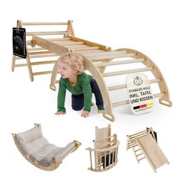 Juskys Kletterdreieck Movario Klein - Indoor Kletterger&uuml;st, Kletterdreieck und Kletterbogen, Rutsche