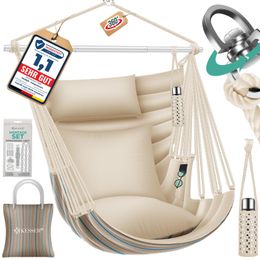 Kesser&reg; H&auml;ngesessel Haiti 150kg Traglast, H&auml;ngestuhl 360&deg; Drehung, H&auml;ngeschaukel Indoor-Outdoor UV-best&auml;ndig & Wasserfest, Pflegeleicht, Inkl. 2 Kissen, Tragetasche, Flaschenhalter & Montage-Set