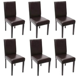 MCW 6er-Set Esszimmerstuhl Stuhl K&uuml;chenstuhl Littau ~ Kunstleder, braun, dunkle Beine