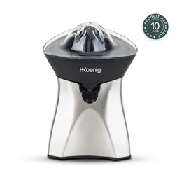 H.Koenig AGR60 Zitruspresse elektrisch, 2 Presskegel, Tropfstopp, 60 W, Edelstahl, Silber