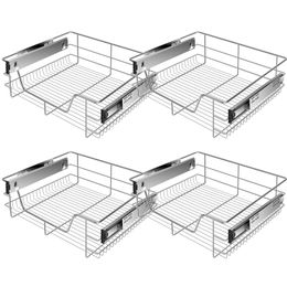 Kesser&reg; Teleskopschublade 30-60cm Schrankbreite verchromt aus Edelstahl Schubladeneinsatz f&uuml;r K&uuml;chenschrank Korbauszug Schrankauszug